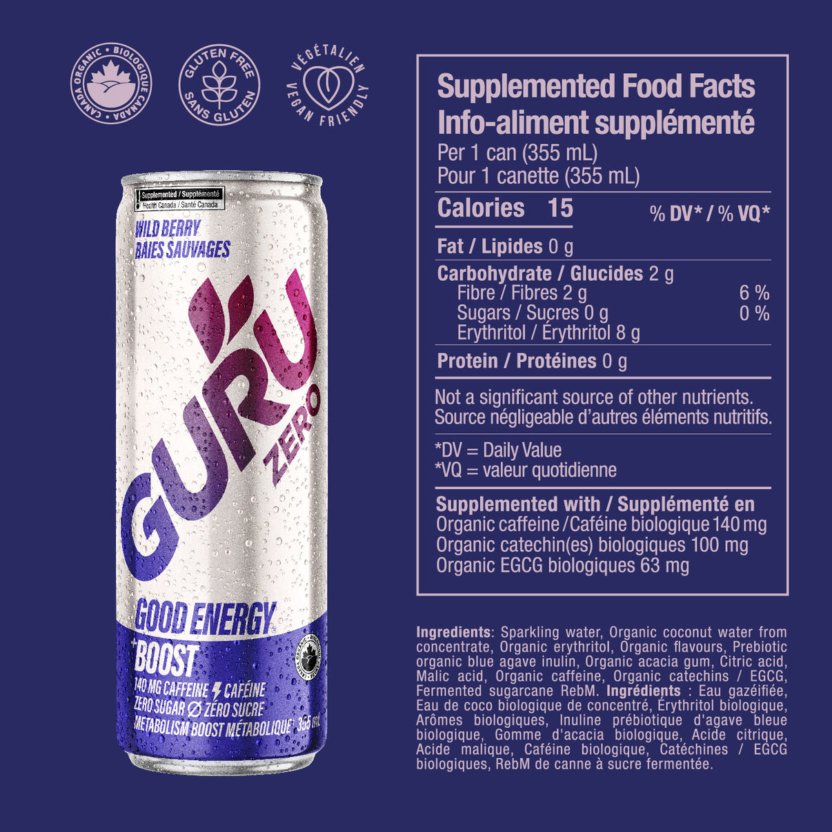 GURU Zero Wild berry - Organic Energy Drink | GURU Energy – GURU Beverage